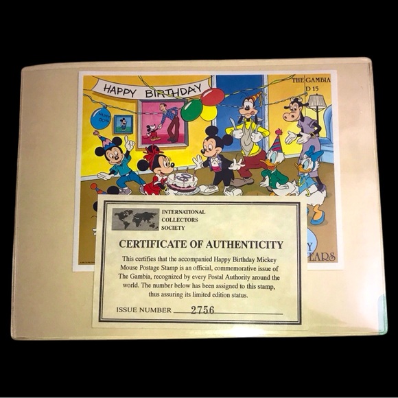 USPS | Other | Vintage Happy Birthday Mickey Mouse Stamp Certificate Of ...